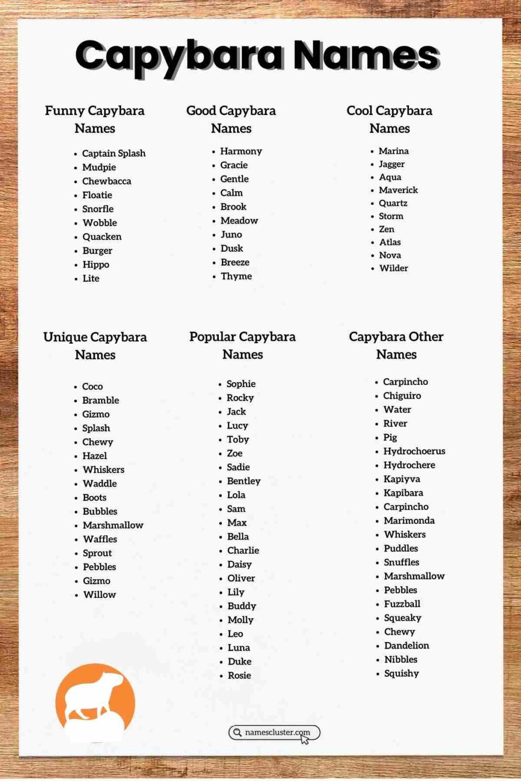 120+ Unique Cool Male and Female Capybara Names