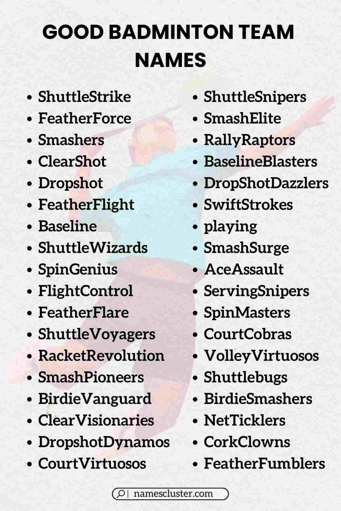 200+ Cool and Catchy Badminton Team Names.